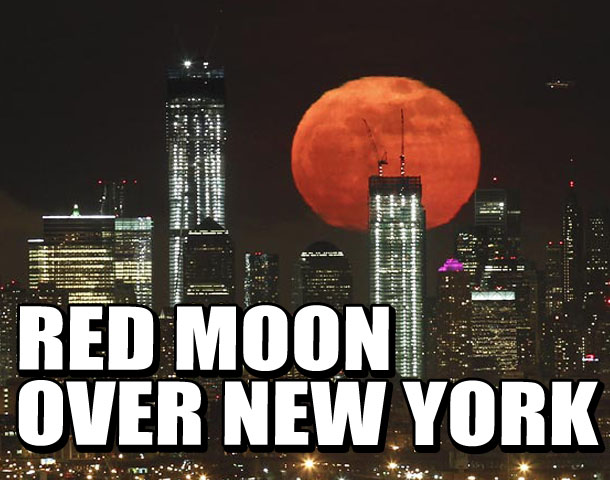 RED MOON OVER NEW YORK CITY - Weekly World News
