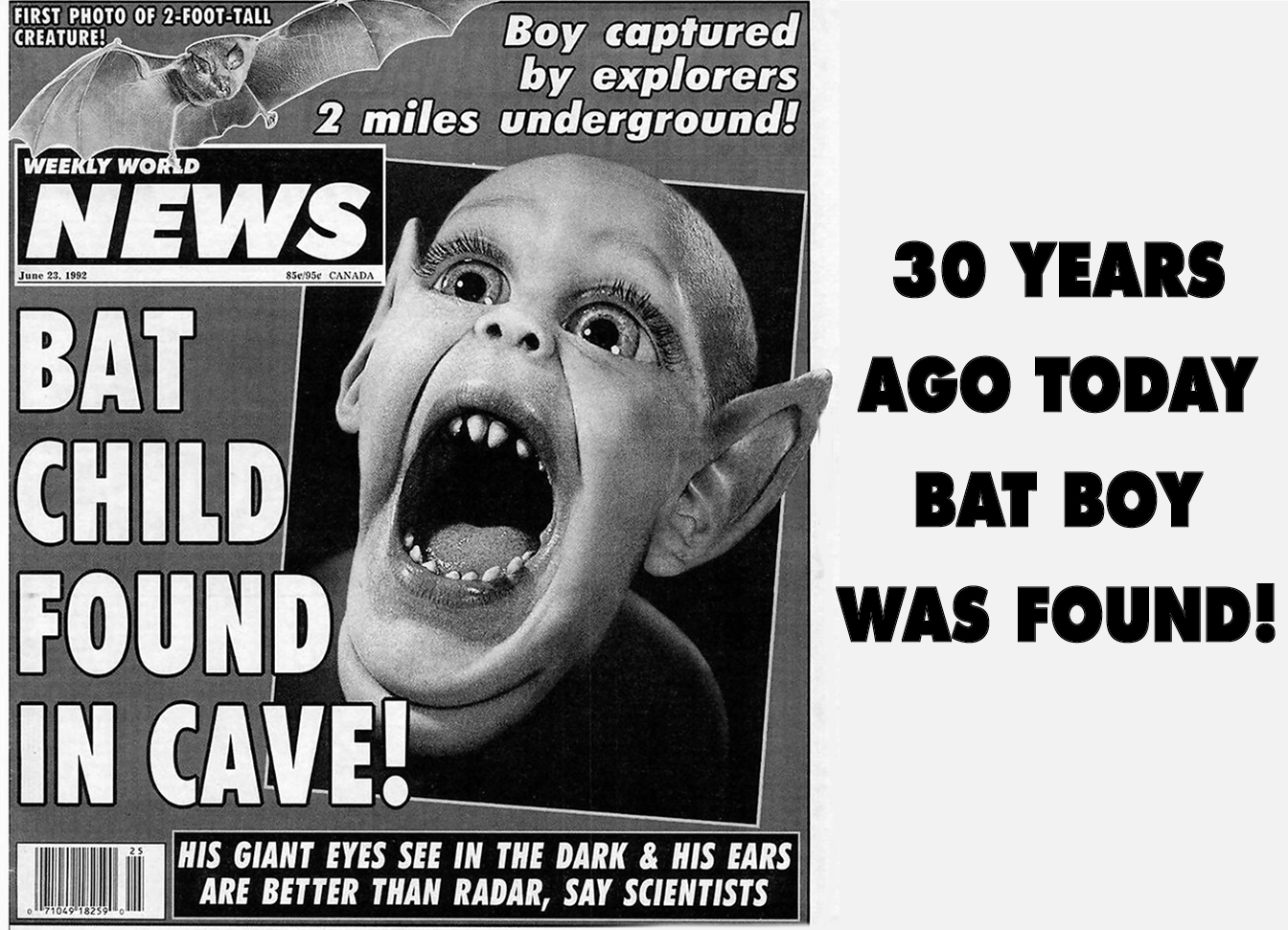 Bat Boy Found in West Virginia Cave 30 Years Ago!! - Weekly World News